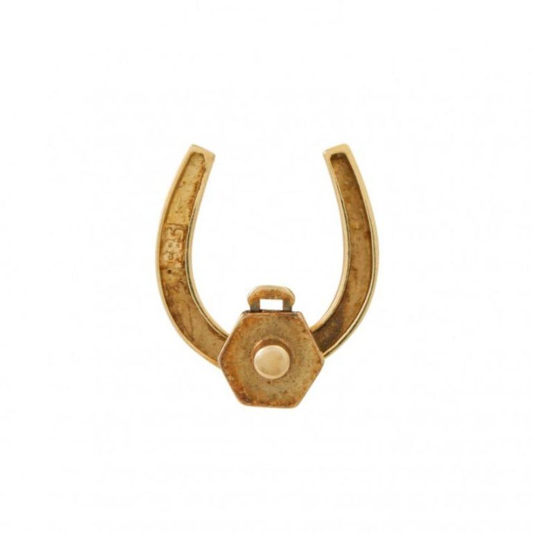 'Horseshoe' Pin with Brilliant Approx. 0.01 Ct For Sale at 1stDibs