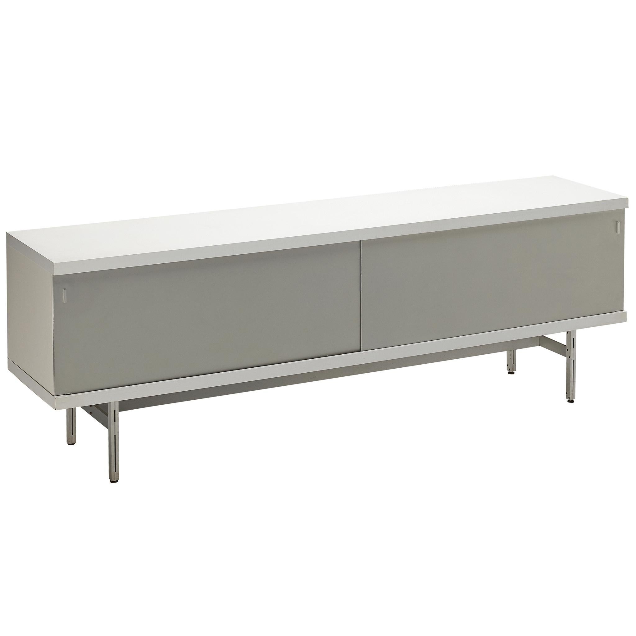USM Haller 2x2 Media Console Cabinet in Pure White with Flip-Up Doors ...