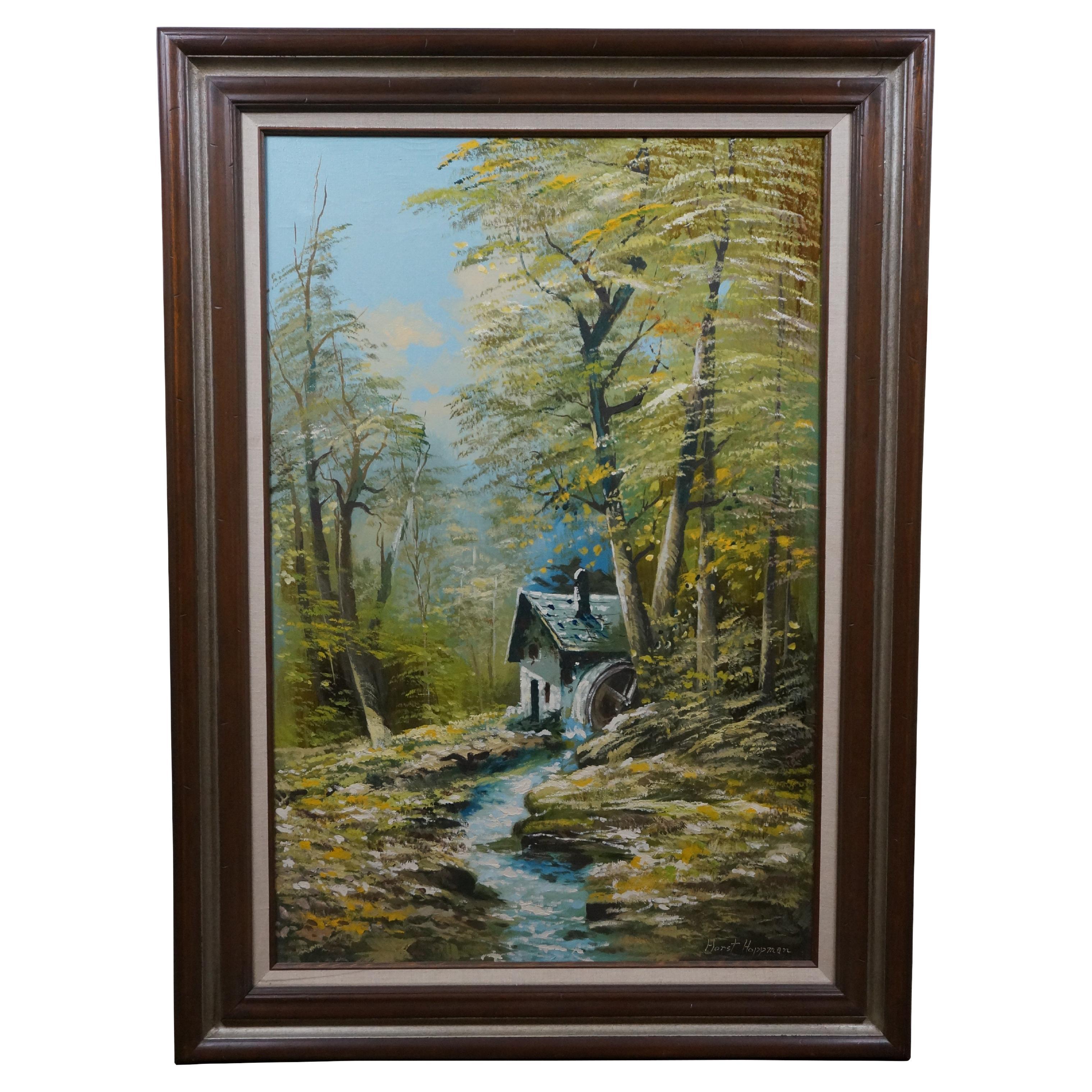 Horst Hoppman German Mid Century Water Mill Landscape Oil Painting 45 ...