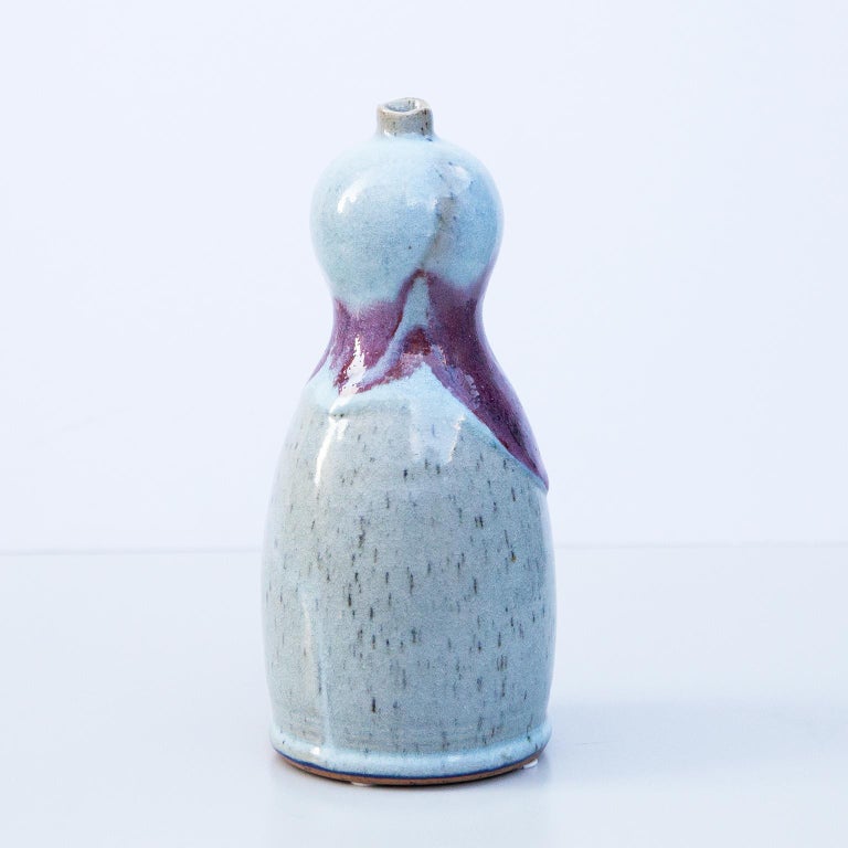 Horst Kerstan Blue Red Bottle Vase, 1980s For Sale at 1stDibs