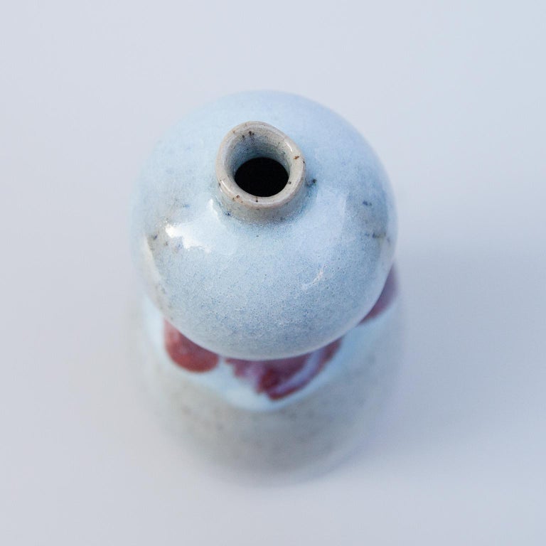 Horst Kerstan Blue Red Bottle Vase, 1980s For Sale at 1stDibs