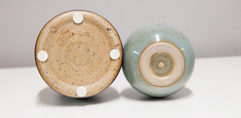 Horst Kerstan Blue Red Bottle Vase, 1980s For Sale at 1stDibs