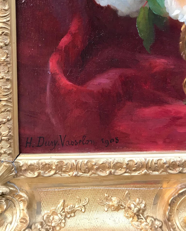 Hortense DURY VASSELON - Still-Life With Roses and China Jewel Box For ...