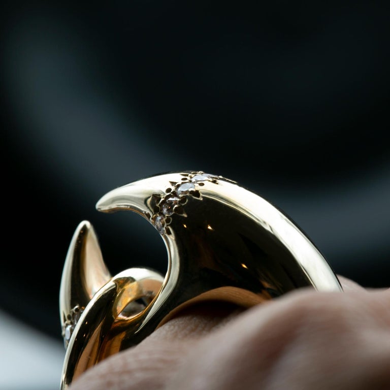 Customizable Horus Diamond Ego Pincher 18k Yellow Gold Cocktail Ring ...