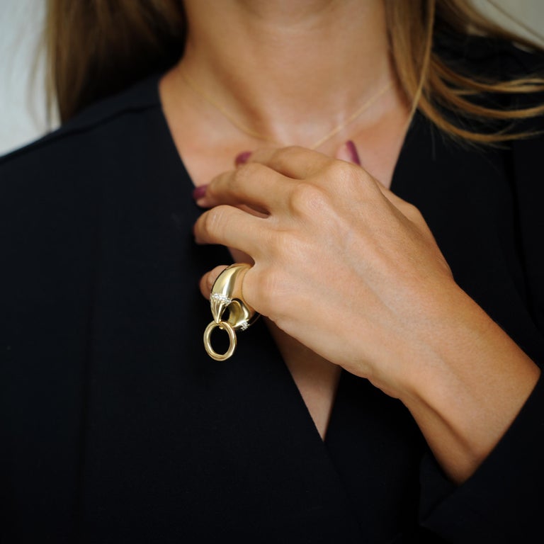 Customizable Horus Diamond Ego Pincher 18k Yellow Gold Cocktail Ring ...