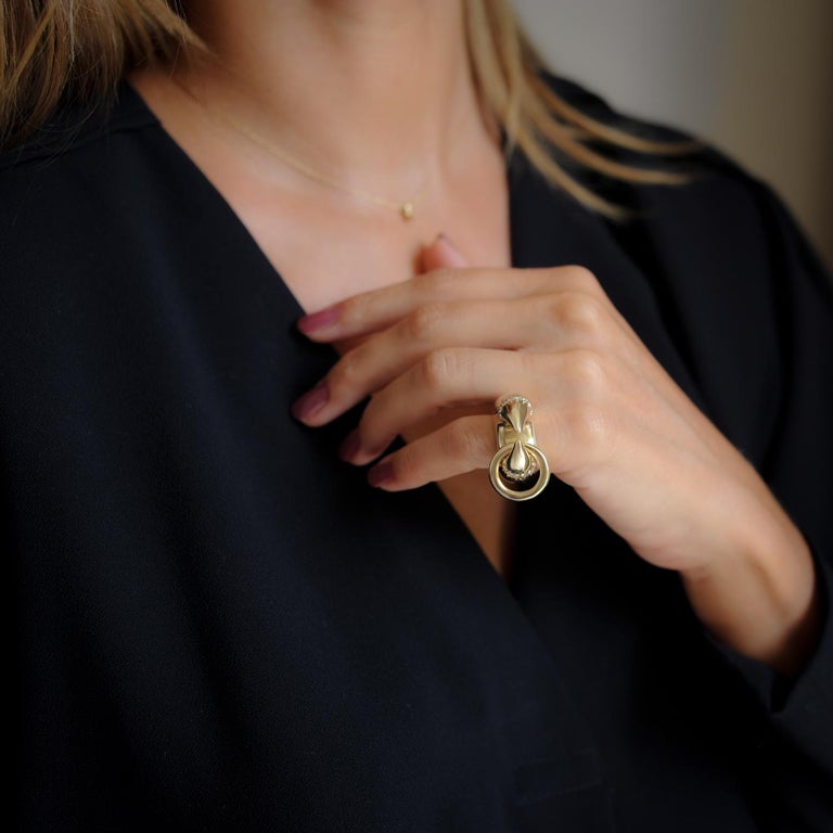 Customizable Horus Diamond Ego Pincher 18k Yellow Gold Cocktail Ring ...