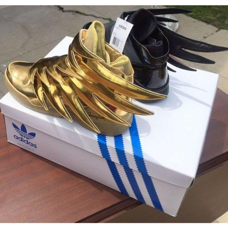 Hot Bundle Adidas Jeremy Scott Wings 3.0 JS Gold&black Batman Shoes US ...