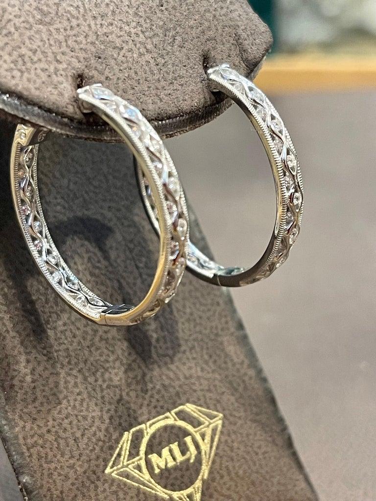 Hot Fashionable 1.2 Inch Inside Out Hoops in Sterling Silver and Cubic ...