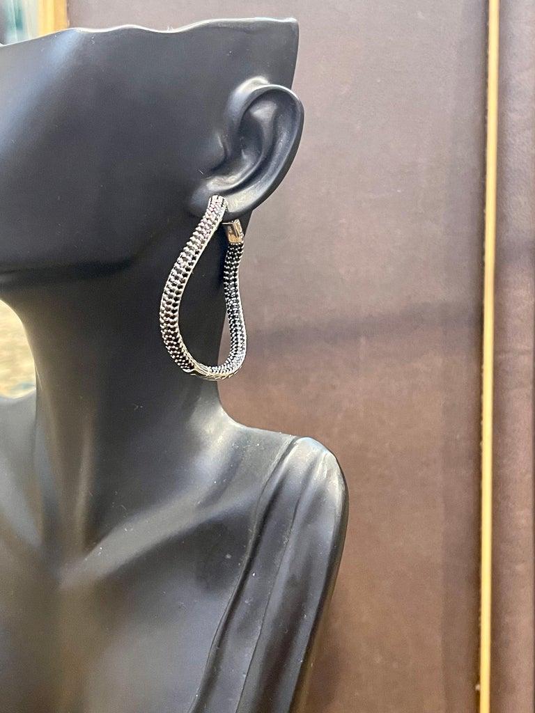 Hot Fashionable 1.8 Inch Inside Out Hoops in Sterling Silver and Black ...