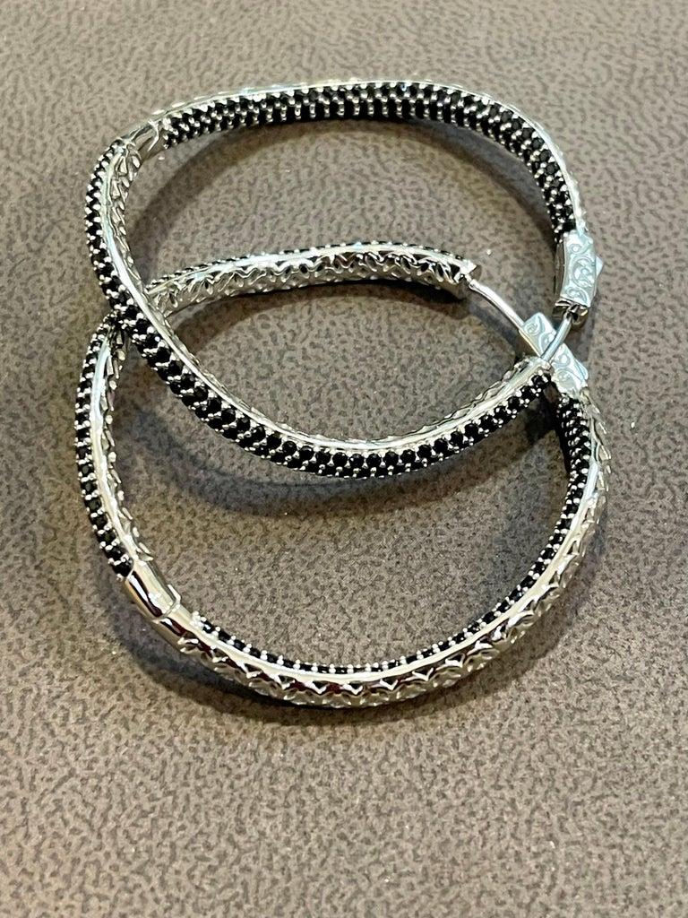 Hot Fashionable 1.8 Inch Inside Out Hoops in Sterling Silver and Black ...