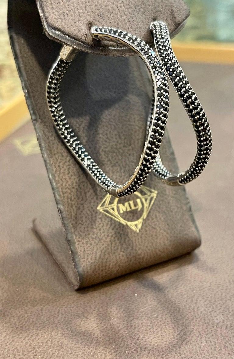 Hot Fashionable 1.8 Inch Inside Out Hoops in Sterling Silver and Black ...