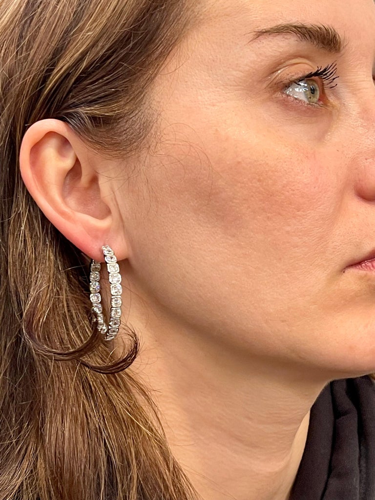 Hot Fashionable Inside Out Hoops in Sterling Silver and Big Size Cubic ...