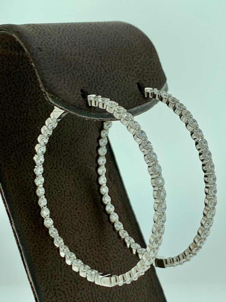 Hot Fashionable Large Inside Out Hoops in Sterling Silver And Cubic ...