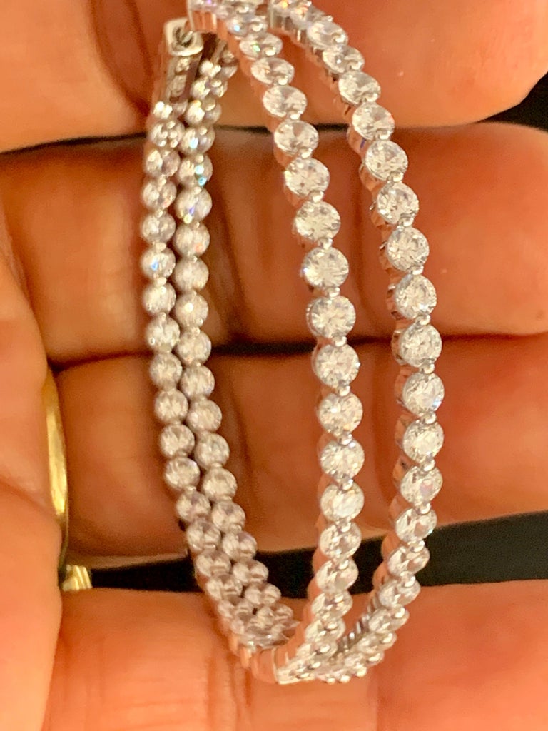 Hot Fashionable Large Inside Out Hoops in Sterling Silver And Cubic ...