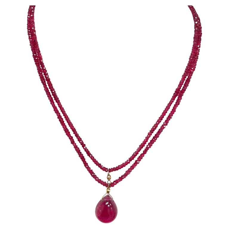 Hot Pink Spinel with Red Rubellite Tourmaline Pendant Double Strand ...