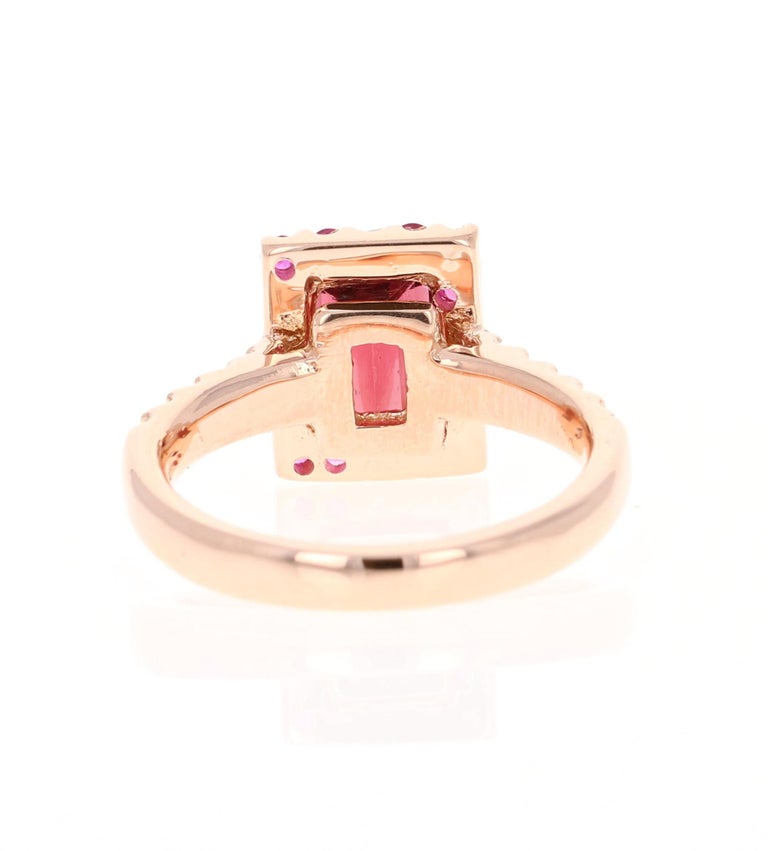 Pink Tourmaline and Pink Sapphire 14 Karat Rose Gold Ring For Sale at 1stDibs