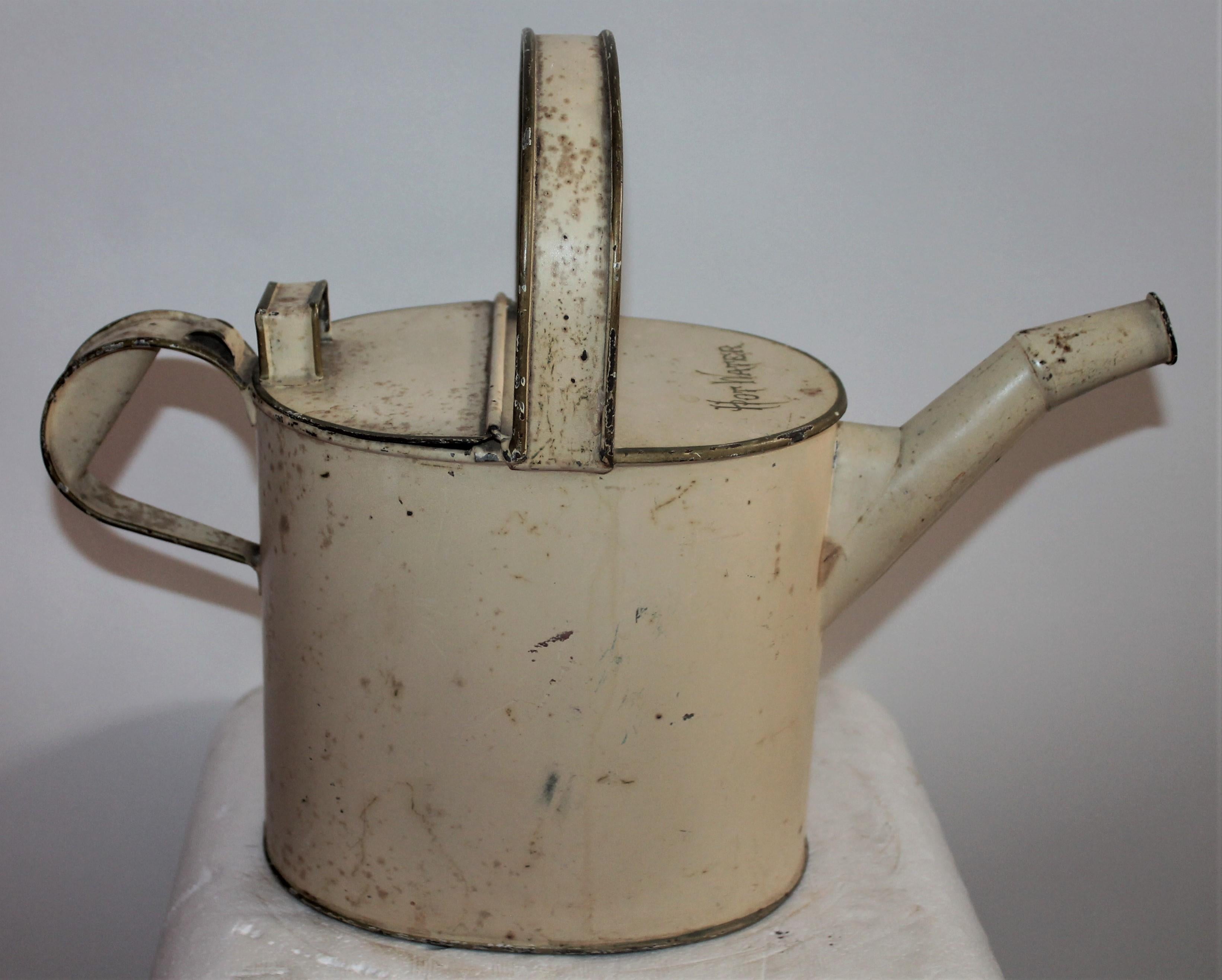 Hot Water Tin Canister in Original Paint, 19th Century at 1stDibs