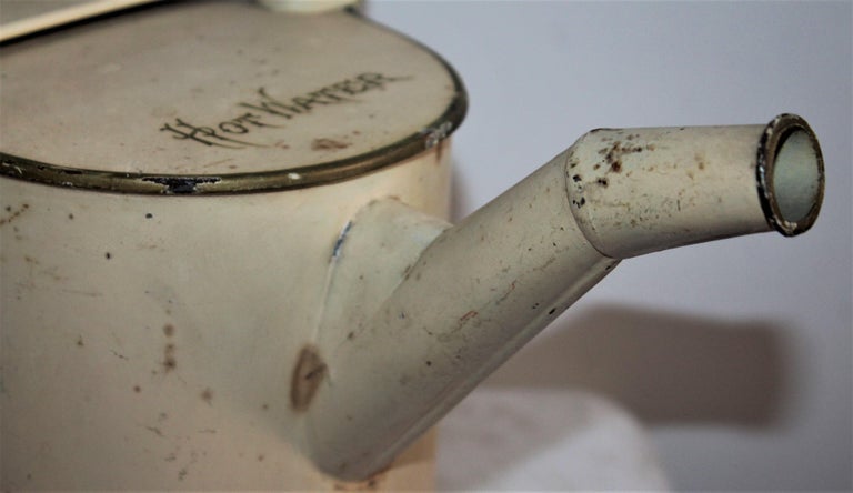 Hot Water Tin Canister in Original Paint, 19th Century at 1stdibs