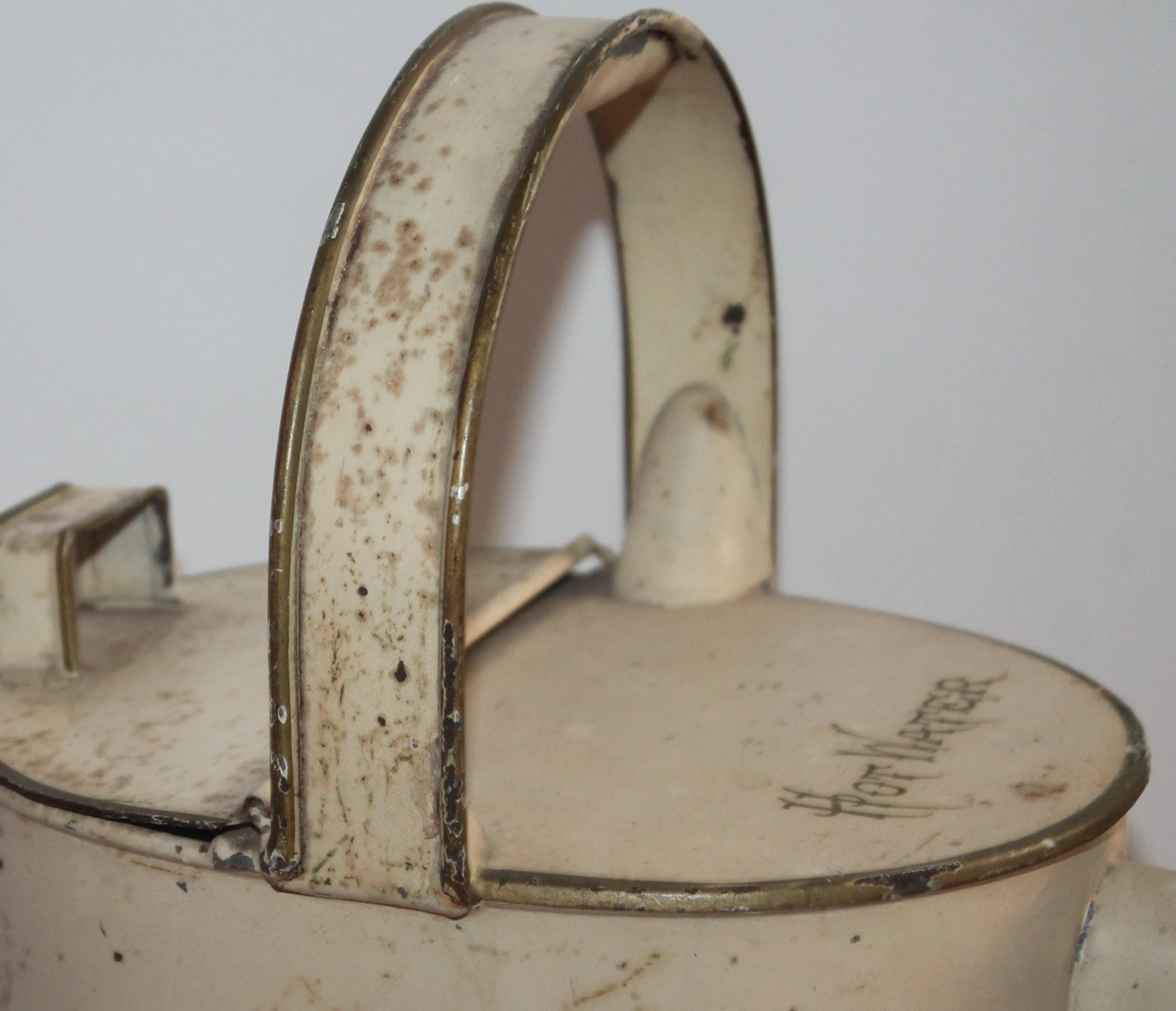 Hot Water Tin Canister in Original Paint, 19th Century at 1stDibs