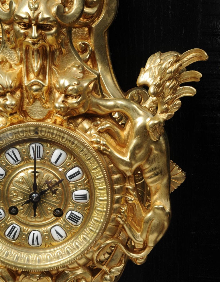 Hounds Of The Devil, Large Gothic Antique French Gilt Bronze Cartel ...