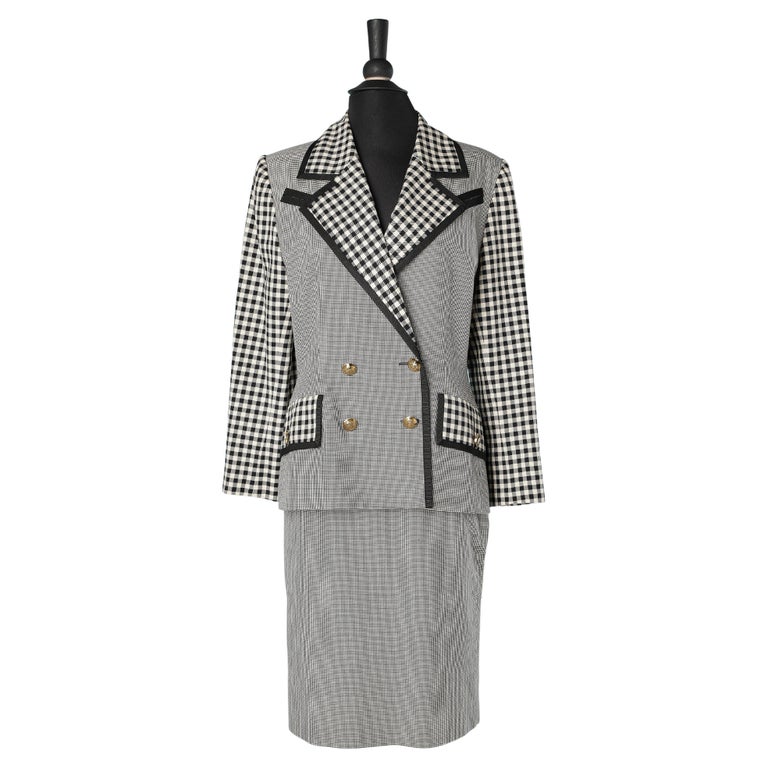 Houndstooth and Vichy pattern skirt suit Jacques Fath for Neiman Marcus ...
