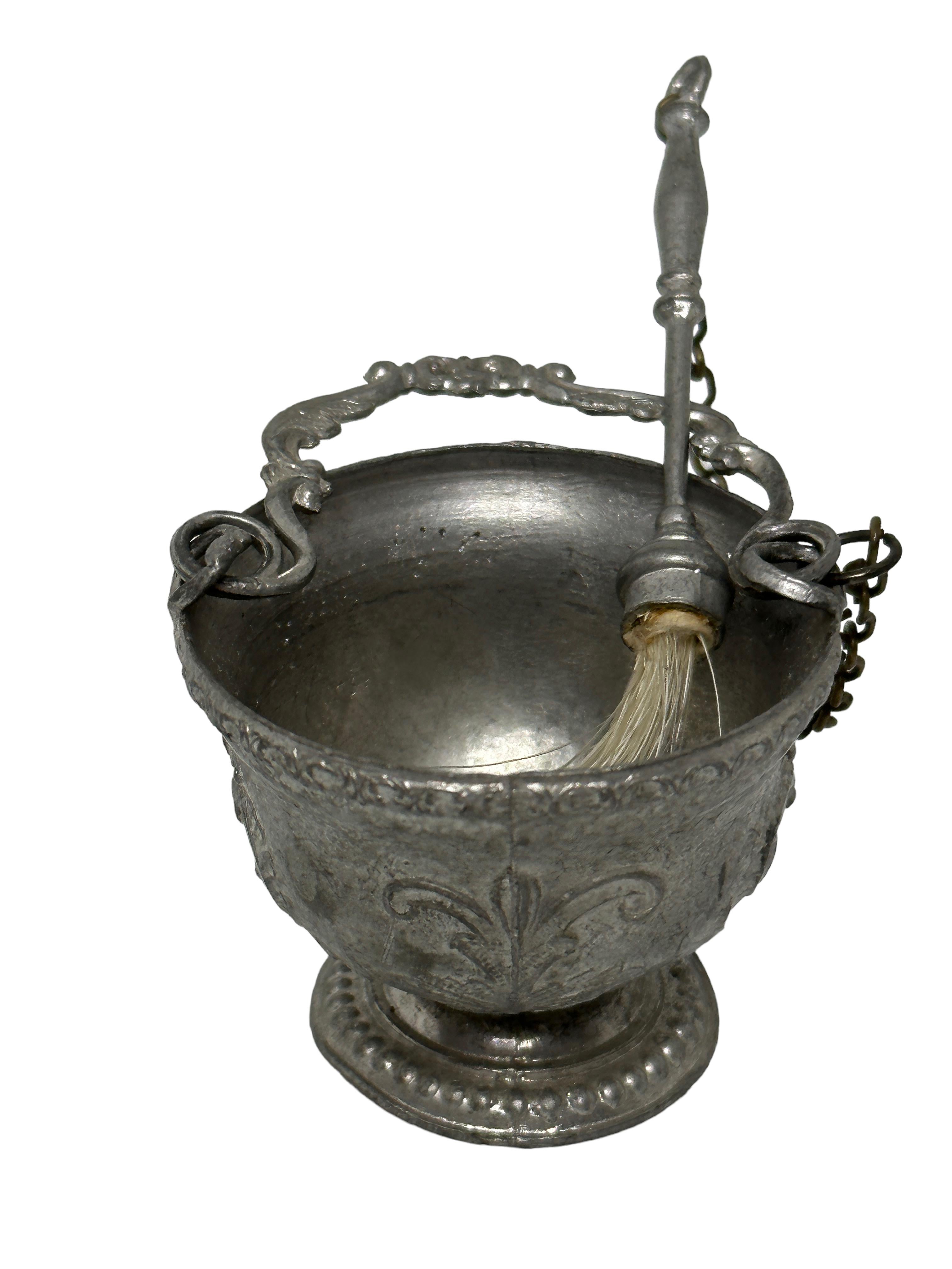 House Altar Accessory Early 20th Century Pewter Tin Holy Water Cauldron ...