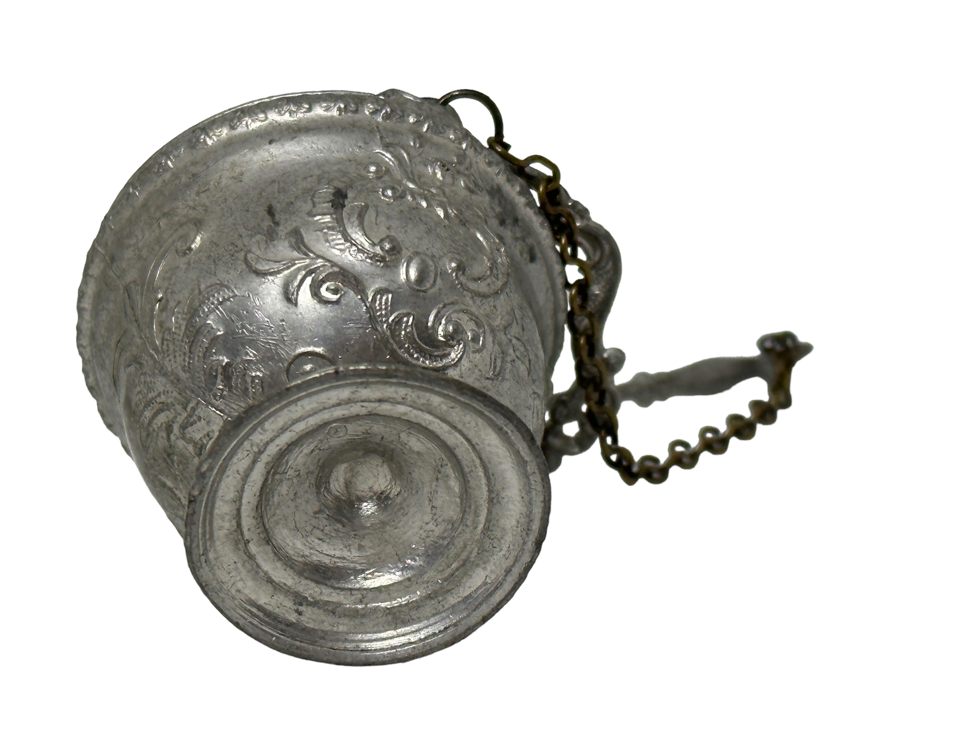 House Altar Accessory Early 20th Century Pewter Tin Holy Water Cauldron ...