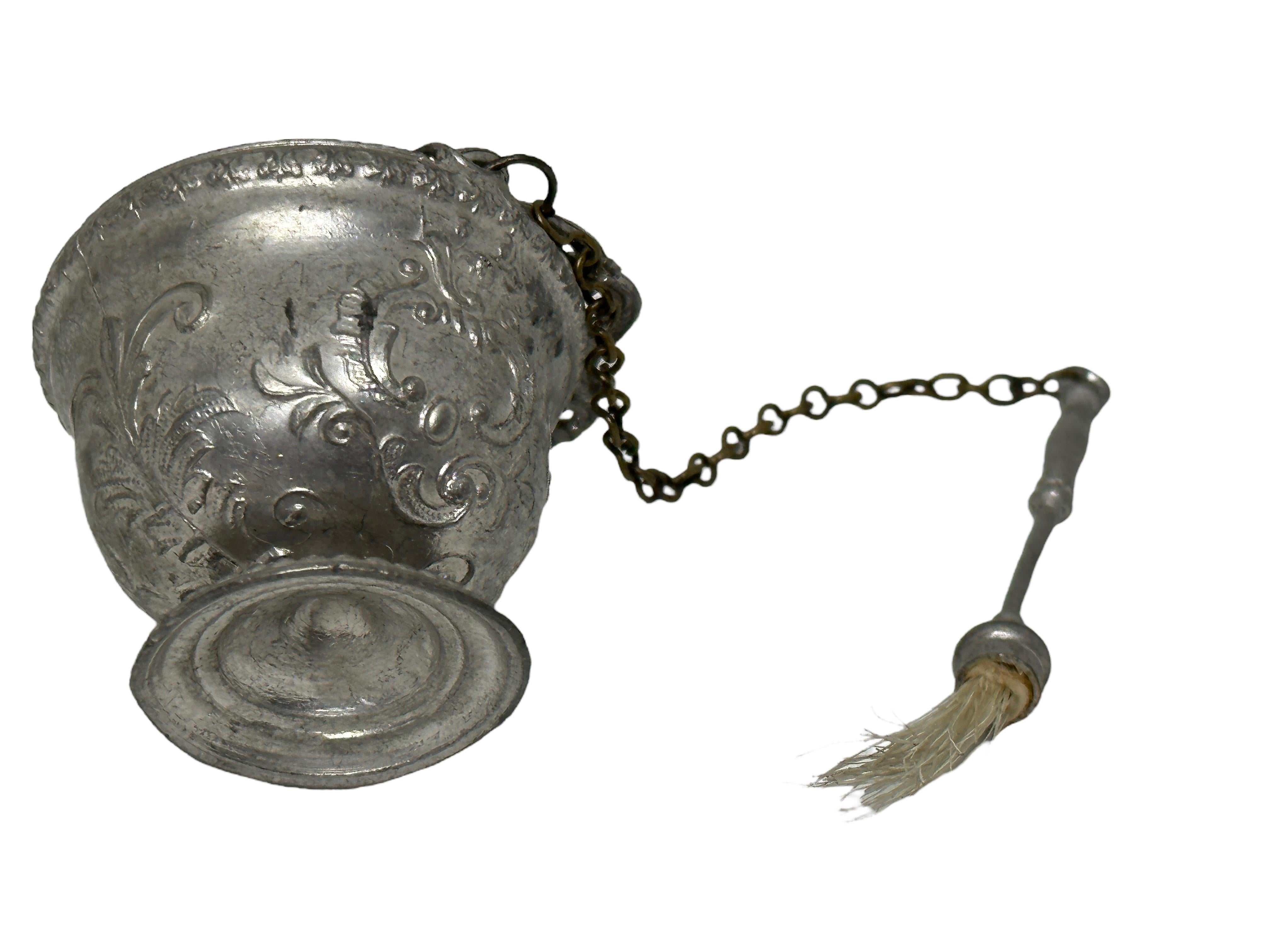 House Altar Accessory Early 20th Century Pewter Tin Holy Water Cauldron ...