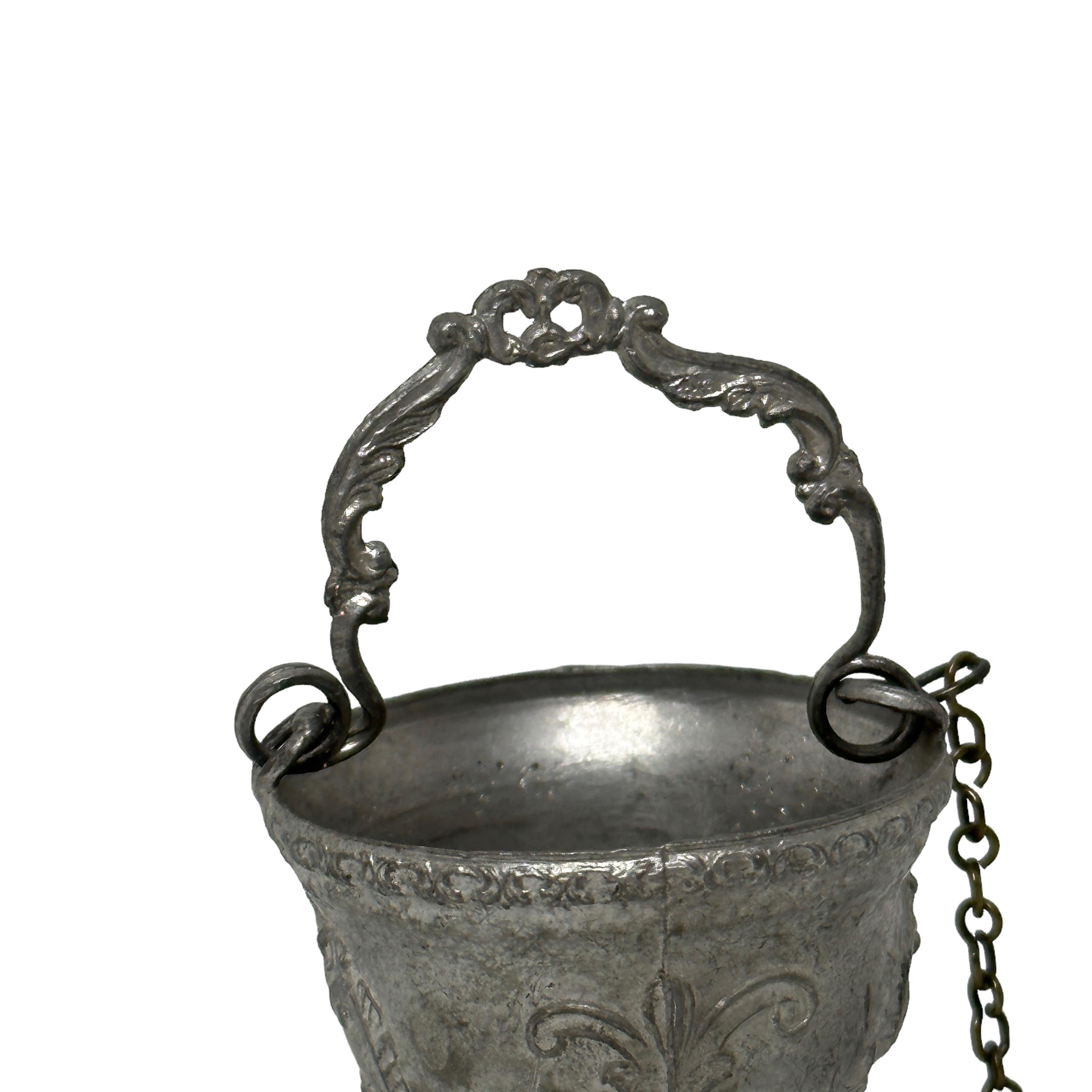 House Altar Accessory Early 20th Century Pewter Tin Holy Water Cauldron ...