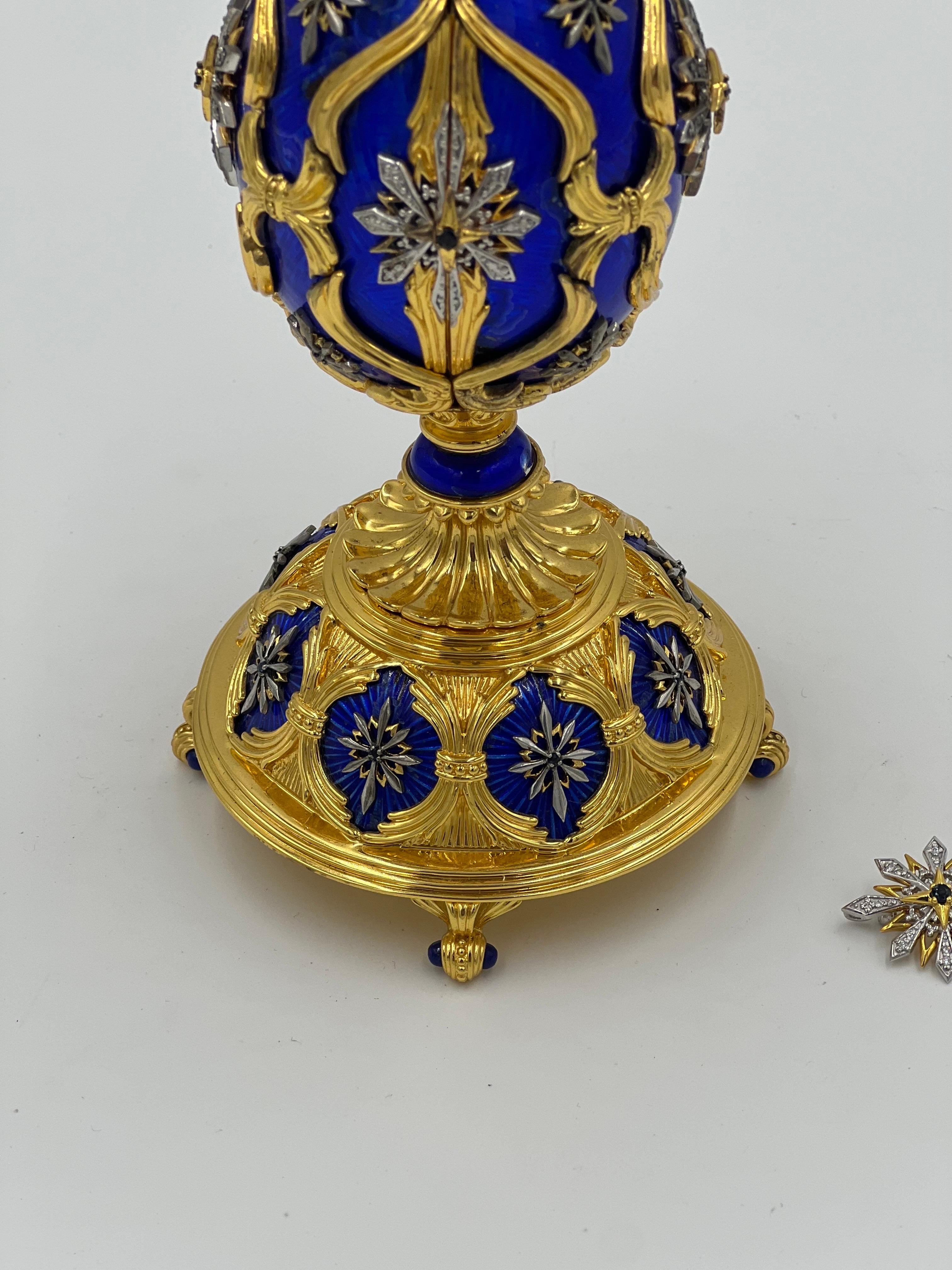 House of Faberge “The Star of the North Jeweled Egg” Sterling Silver ...
