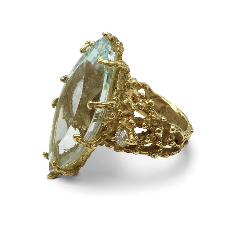 House of Murat Aquamarine and Diamond Cocktail Ring at 1stDibs | murat ring