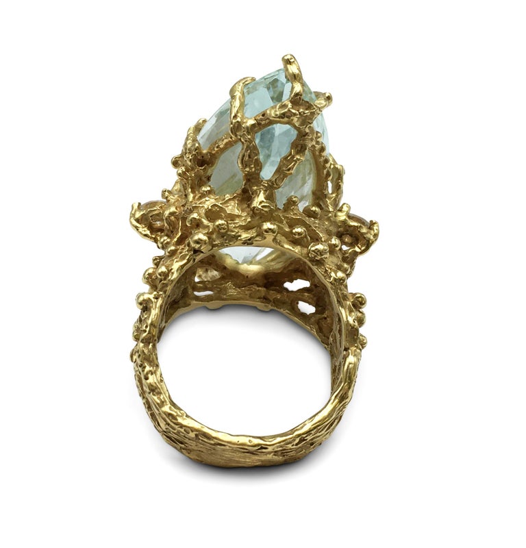 House of Murat Aquamarine and Diamond Cocktail Ring at 1stDibs | murat ring