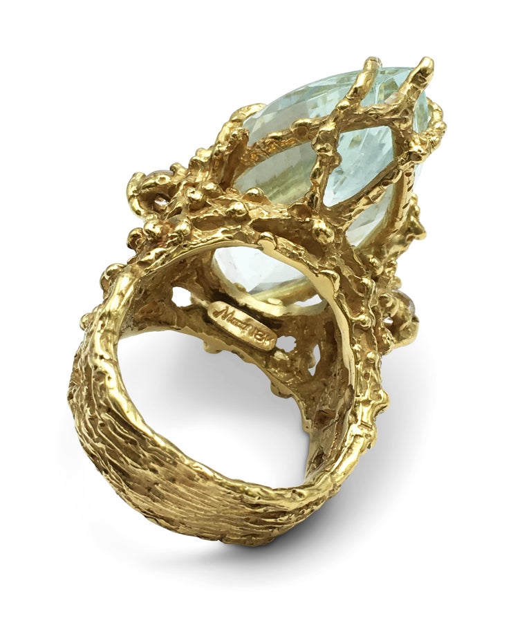 House of Murat Aquamarine and Diamond Cocktail Ring at 1stDibs | murat ring