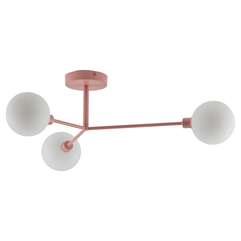 House of Pink 3 Light Flush Ceiling Light with Metal and Glass Shades ...