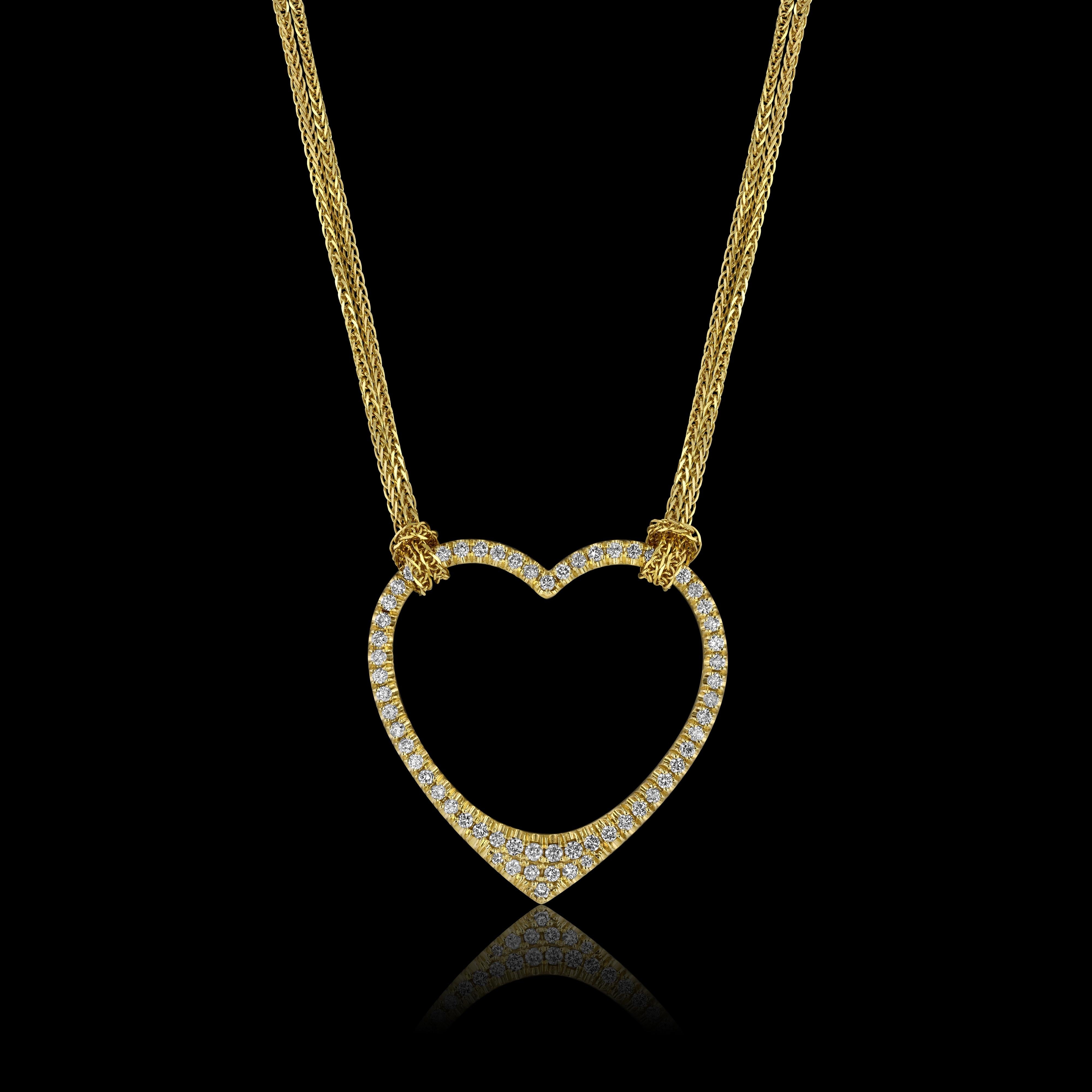 House of RAVN, 10k Yellow Gold Open Heart Pendant, with 66 diamonds and ...