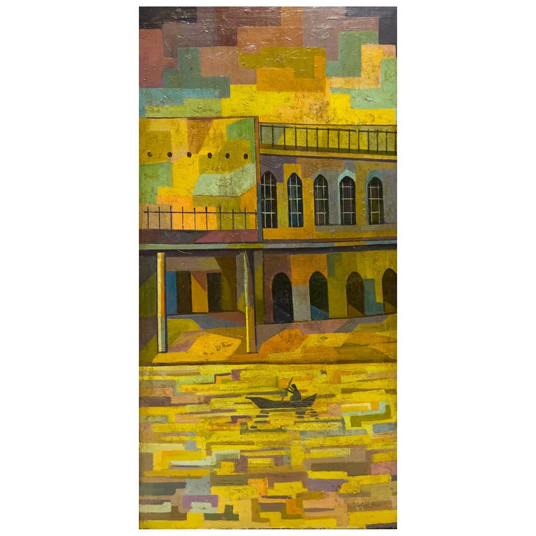 House On The River Tigris, Oil On Canvas Painting By Hafidh Al-Droubi ...