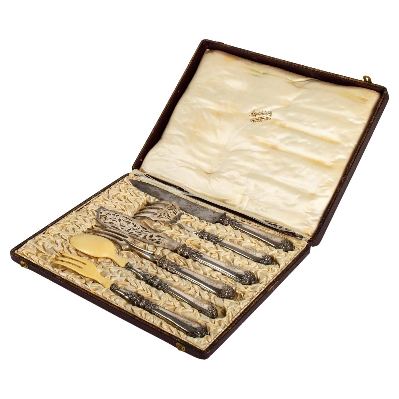 German Biedermeier Salad Cutlery Set Silver For Sale at 1stDibs