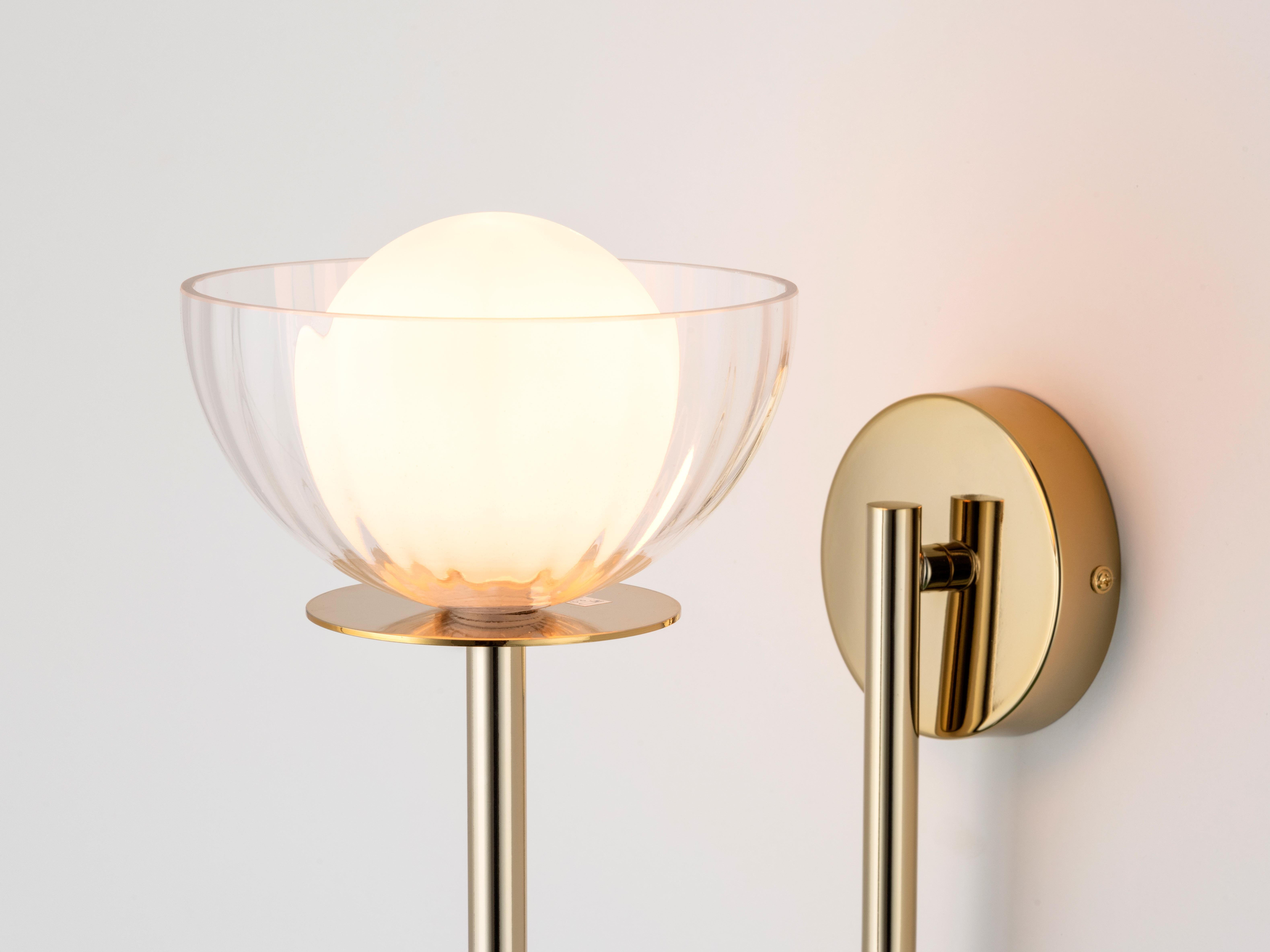 Houseof Brass and Ribbed Glass Wall Light at 1stDibs