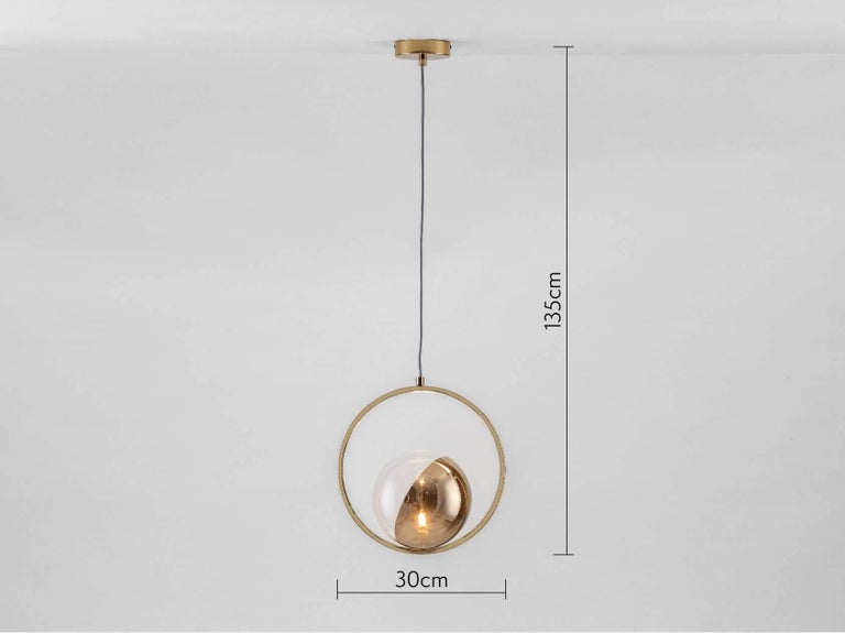 Houseof Brass Ring Ceiling Light with Metal and Glass Shade at 1stDibs