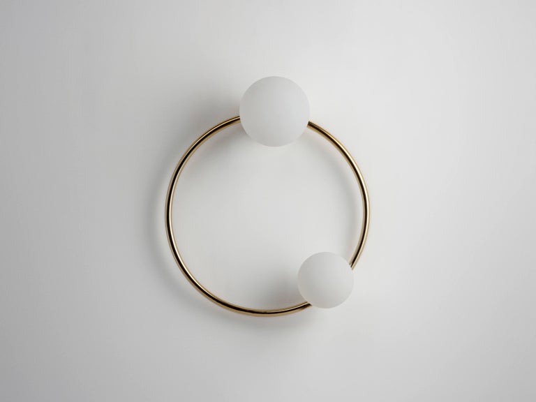 Houseof Brass Ring Wall Light with Opal Shades For Sale at 1stDibs