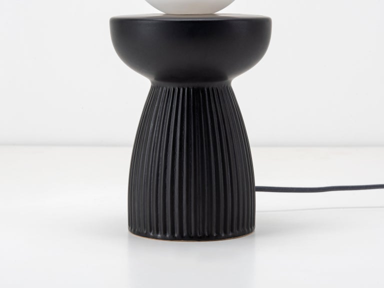 Houseof Charcoal Grey Ribbed Ceramic Table Lamp For Sale at 1stDibs