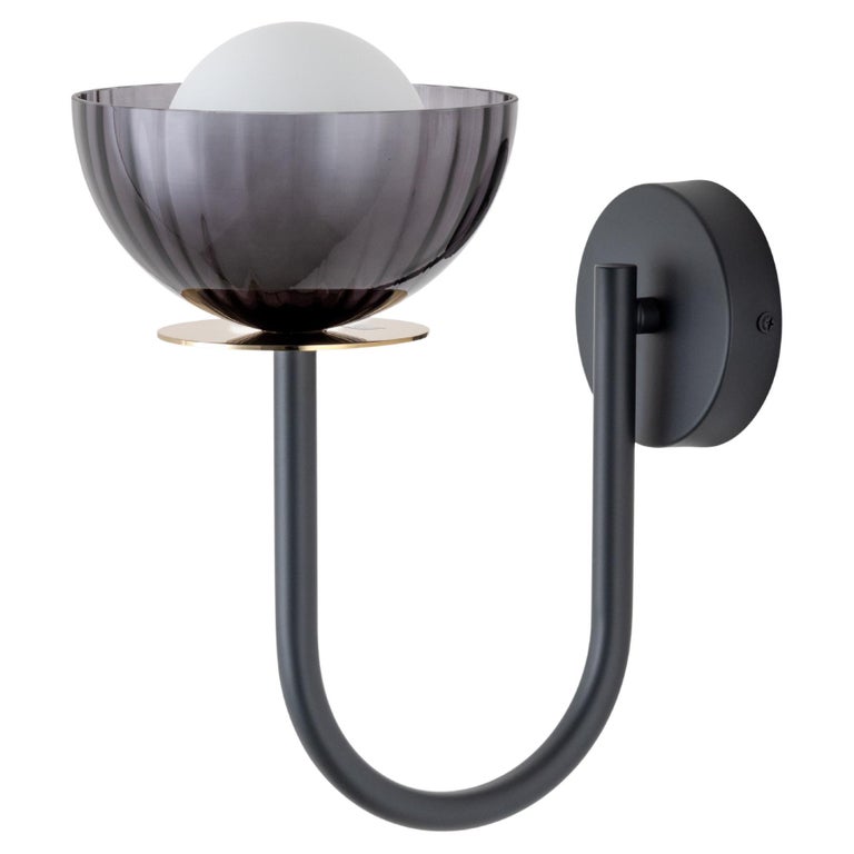 Houseof Charcoal Grey Ribbed Glass Wall Light For Sale at 1stDibs