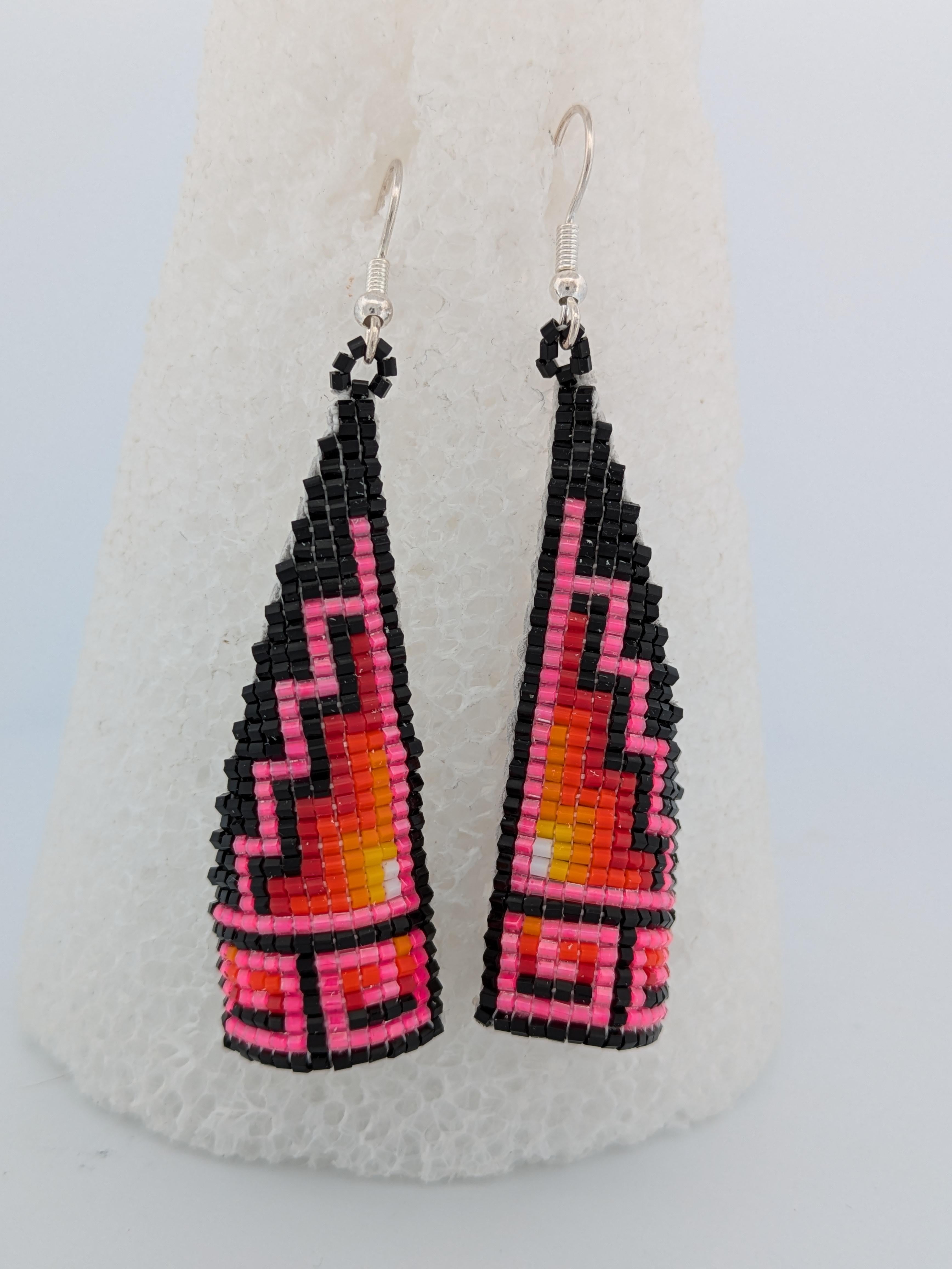 Houston Native American handmade beaded dangle earrings with vibrant ...