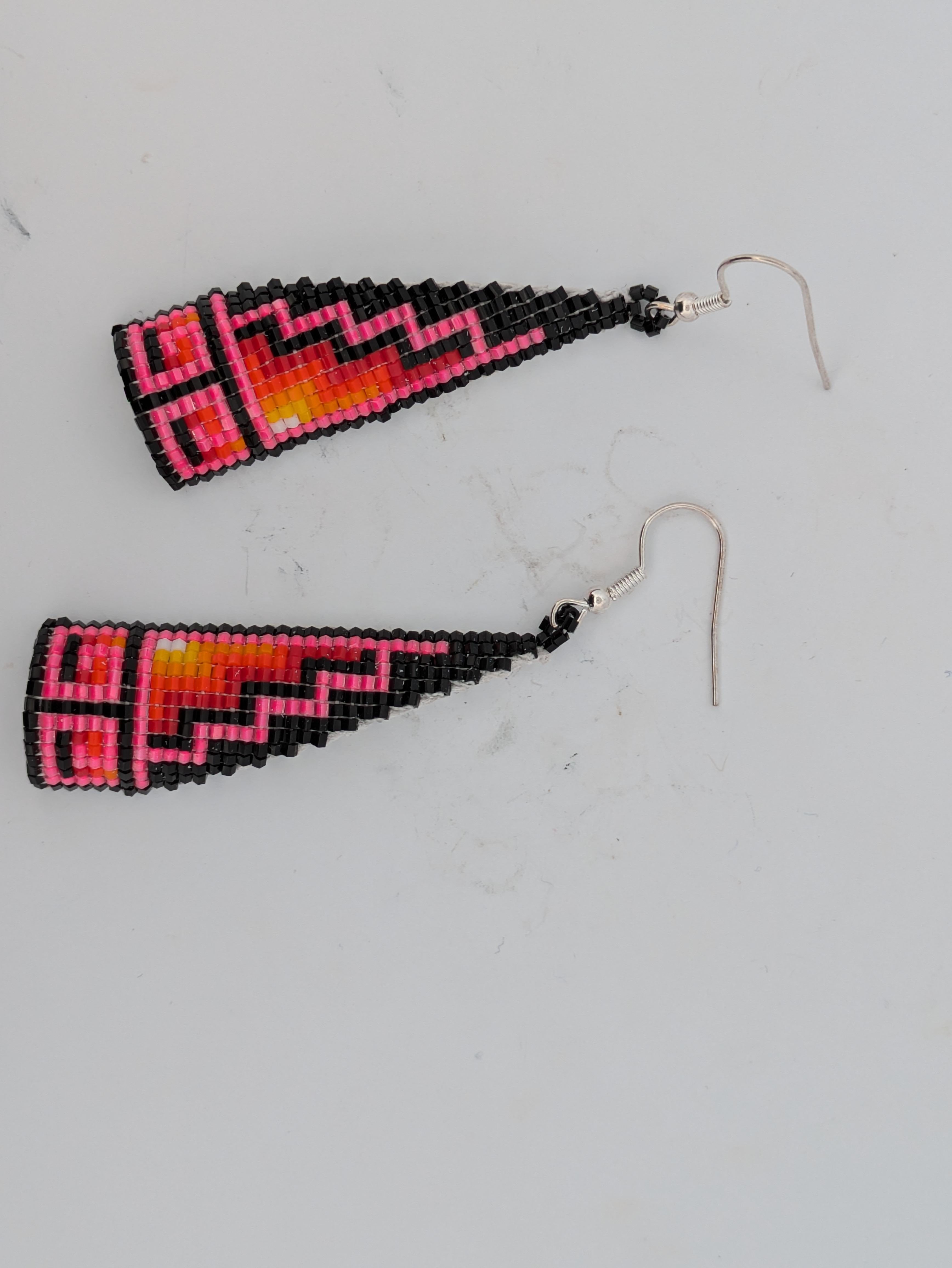 Houston Native American handmade beaded dangle earrings with vibrant ...