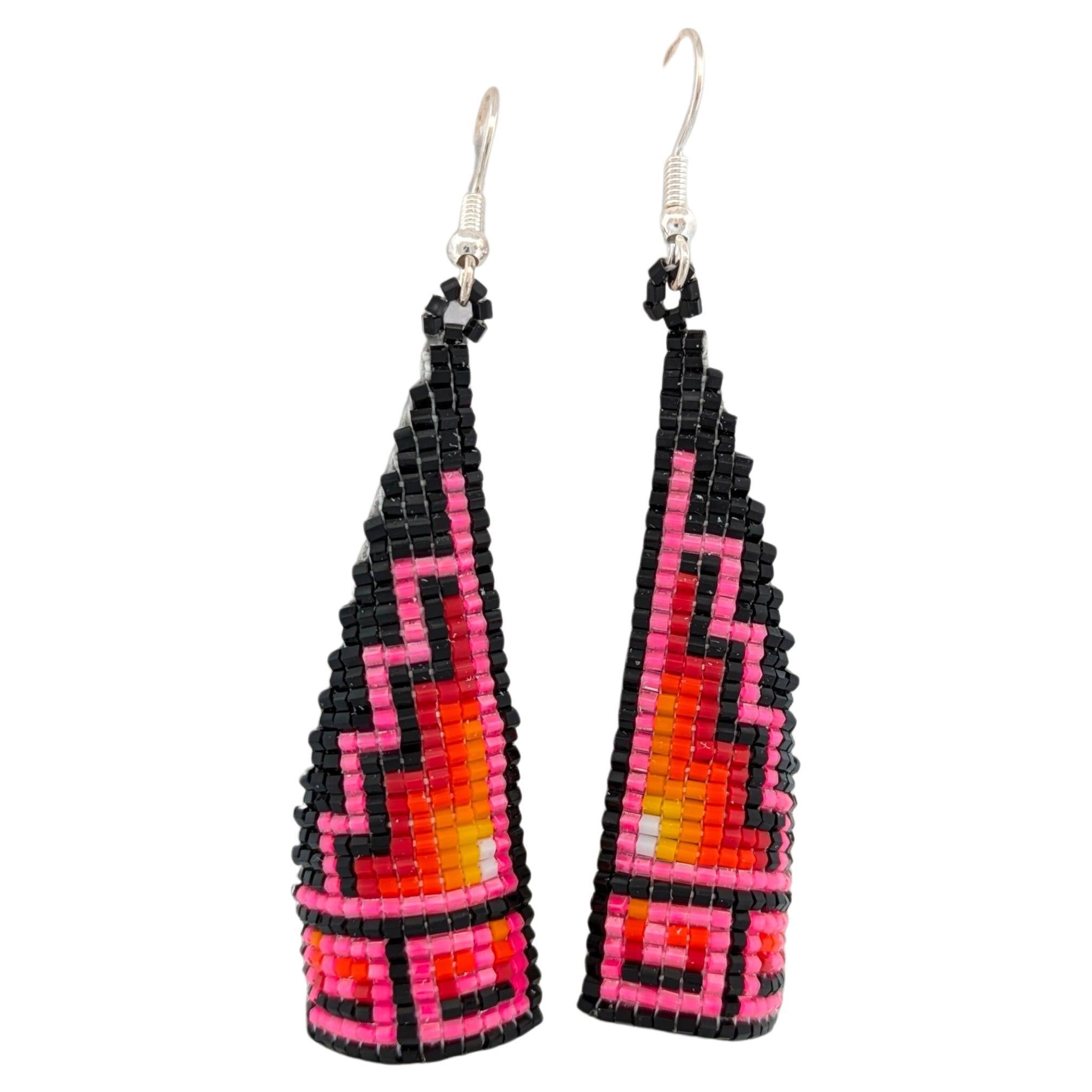 Houston Native American handmade beaded dangle earrings with vibrant ...