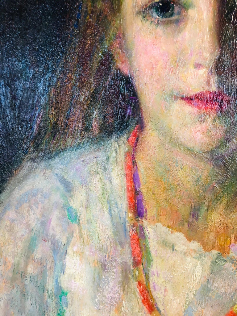Hovsep Pushman - Marguerite, Young Gril with Flower Impressionist work ...