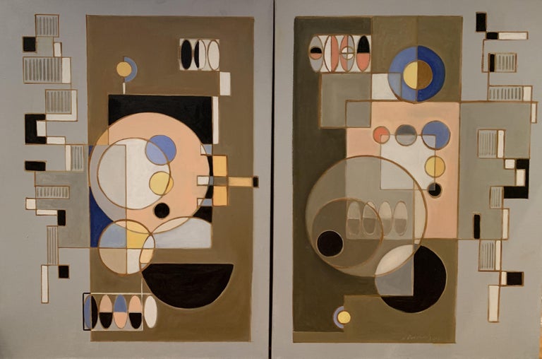 Howard Danelowitz - Interact, Painting, Oil on Canvas For Sale at 1stDibs