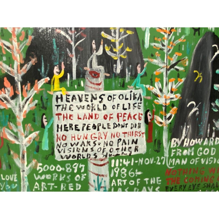 Howard Finster - Howard Finster "Heavens of Olika" Folk Art Painting ...