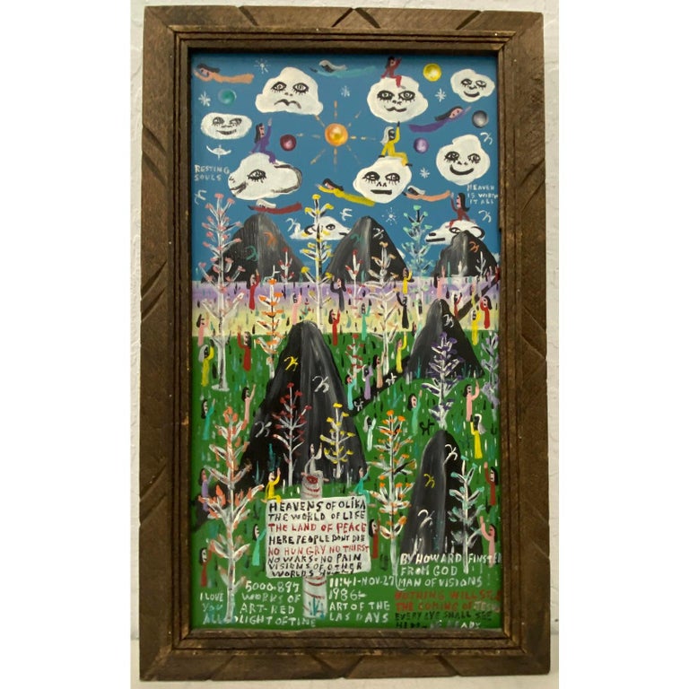 Howard Finster - Howard Finster "Heavens of Olika" Folk Art Painting ...