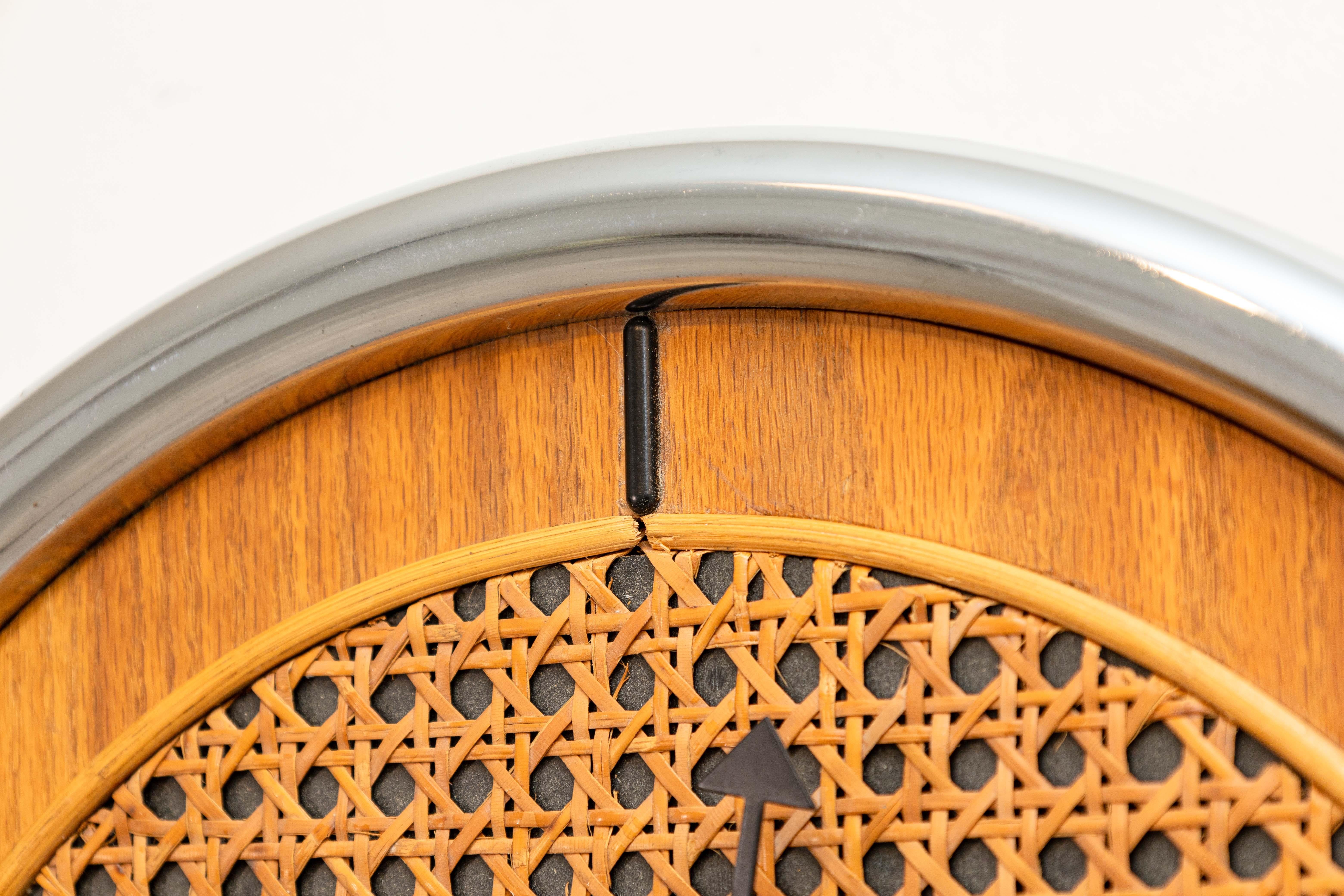Howard Miller 8 Day Chrome Wood and Rattan Face Pendulum Wall Clock ...